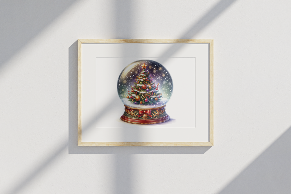 Christmas Tree Snow Globe Poster