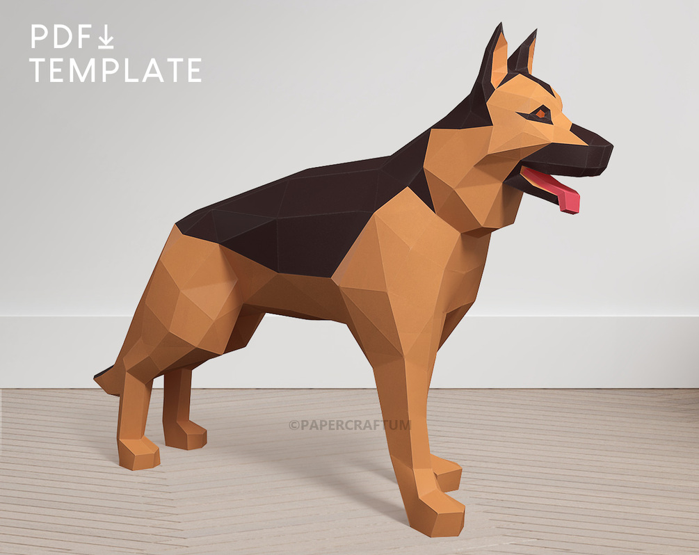 German Shepherd Papercraft, Papercraft Kit, Shepherd Paper Statue ...