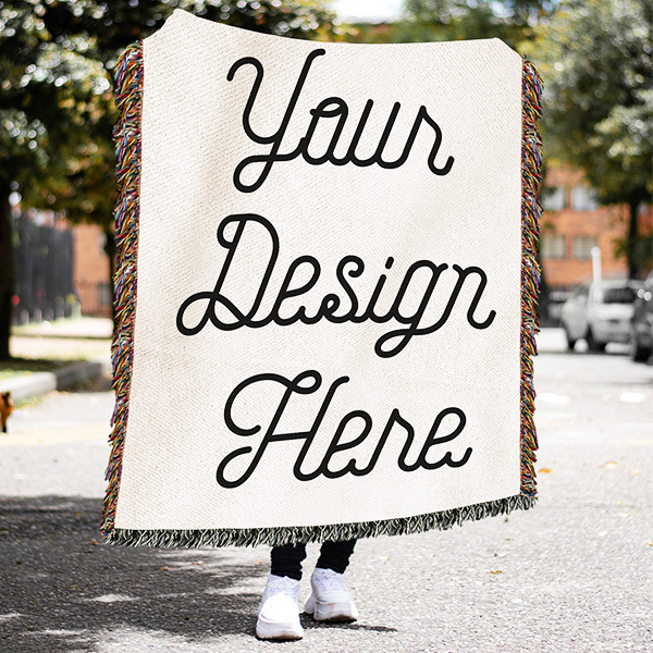Jacquard Fringe Woven Blanket Mockup Bundle