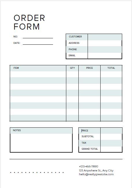 Modern order form