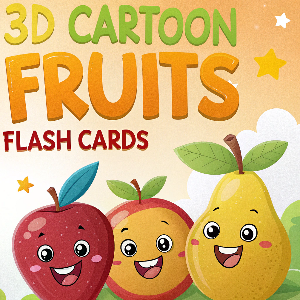 3D CARTOON FRUITS FLASH CARDS