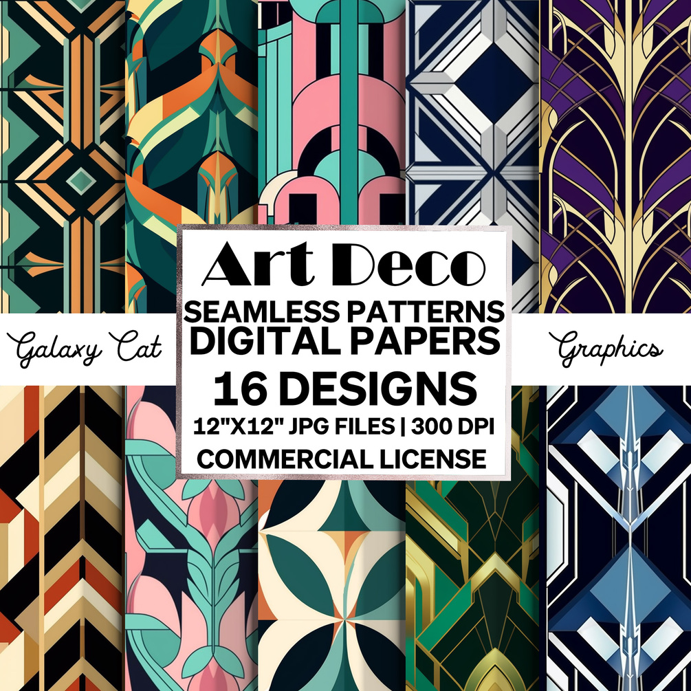 Art Deco Digital Papers, Seamless Patterns