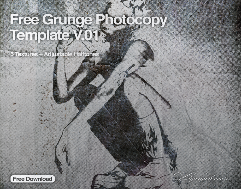 Free Grunge Photocopy Template V.01 — 5 Textures + Adjustable Halftones