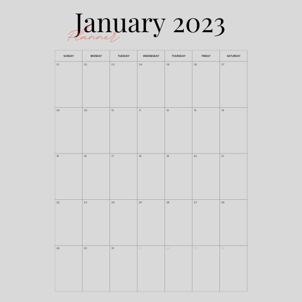 2023 Printable Calendar/12 Months