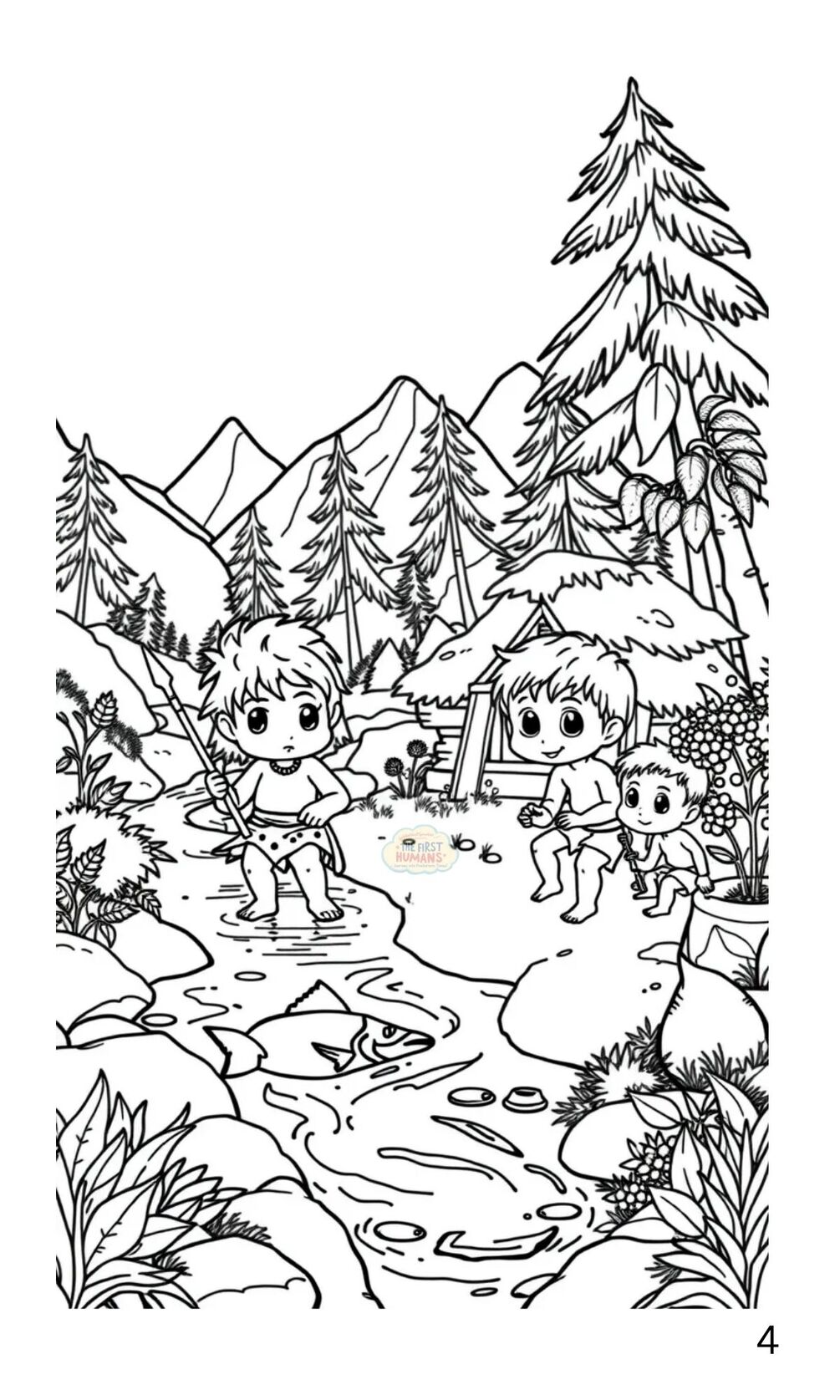 Educational Children Coloring Book -The first humans