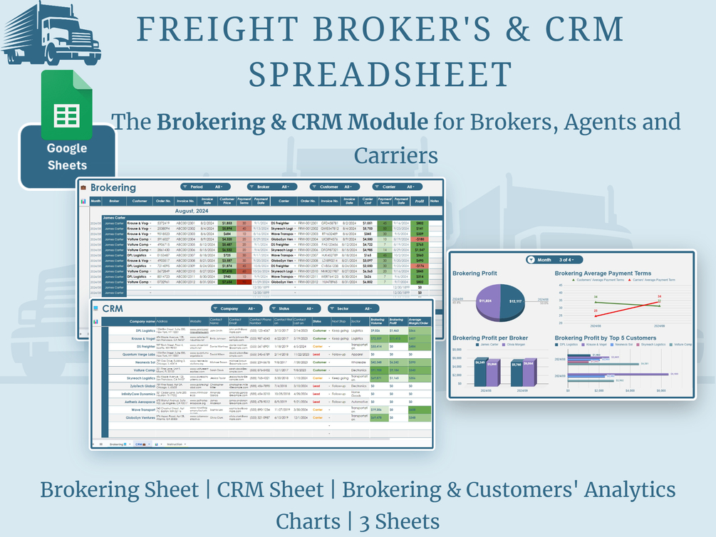 Freight Brokering and CRM Google Sheet for Freight Brokers, Trucking ...