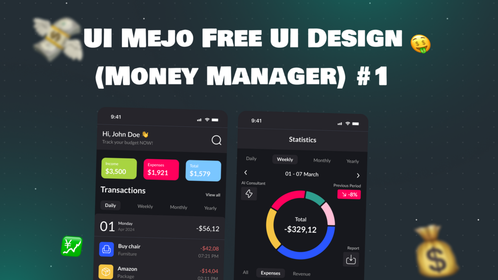 UI Mejo Free UI Design (Money Manager) #1