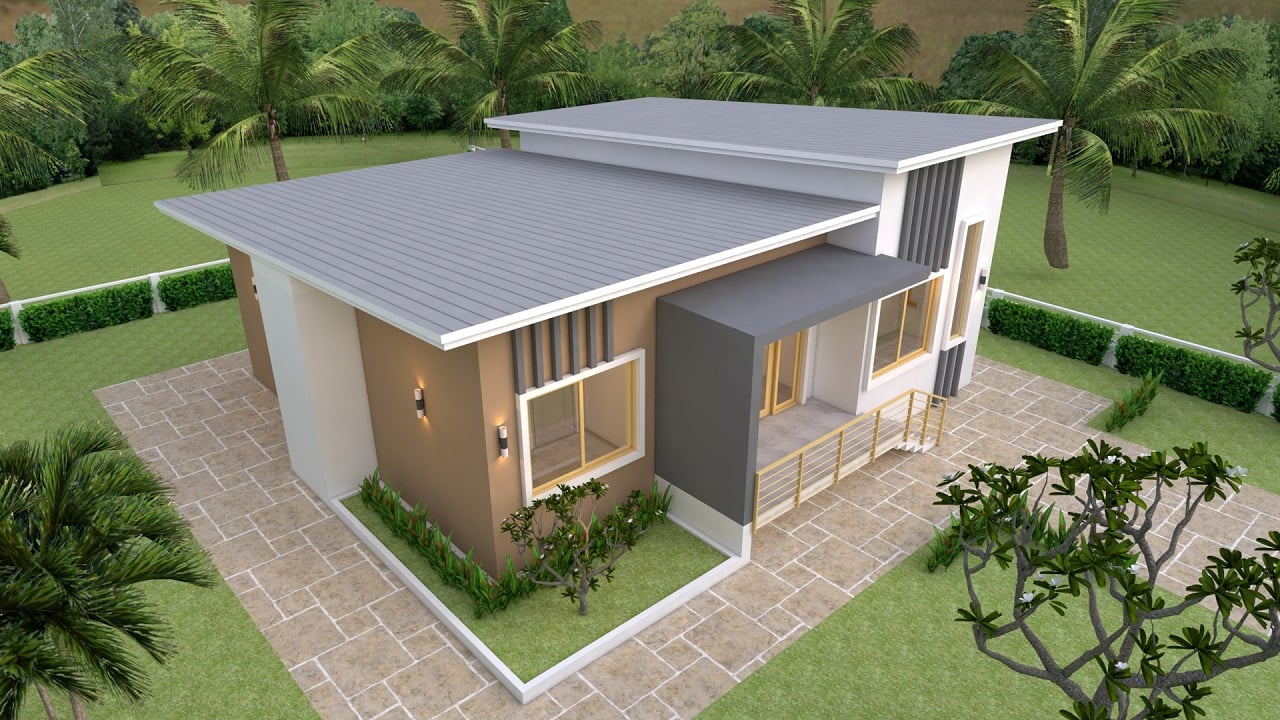 39x39 House plan 12x12 meter 4 Bedrooms Pdf Full Plan Shed Roof