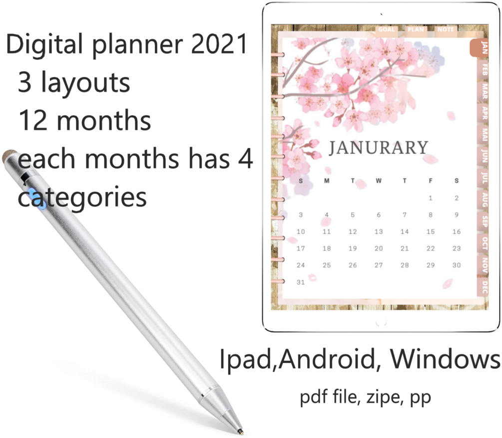 Digital Planner 2021 Floral themed