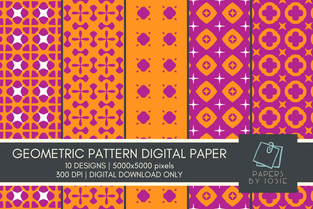 Orange and Purple Geometric Pattern Digital Paper