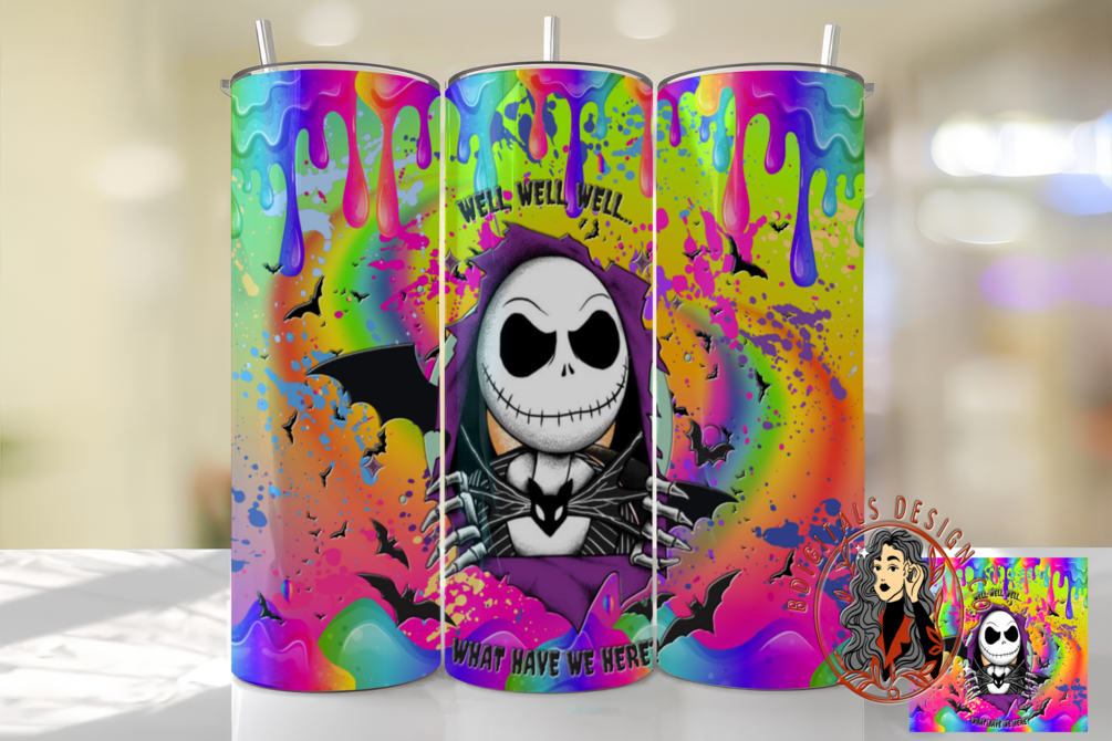 Jack Skellington Drip Neon, 20oz Skinny Tumbler Sublimation Design ...