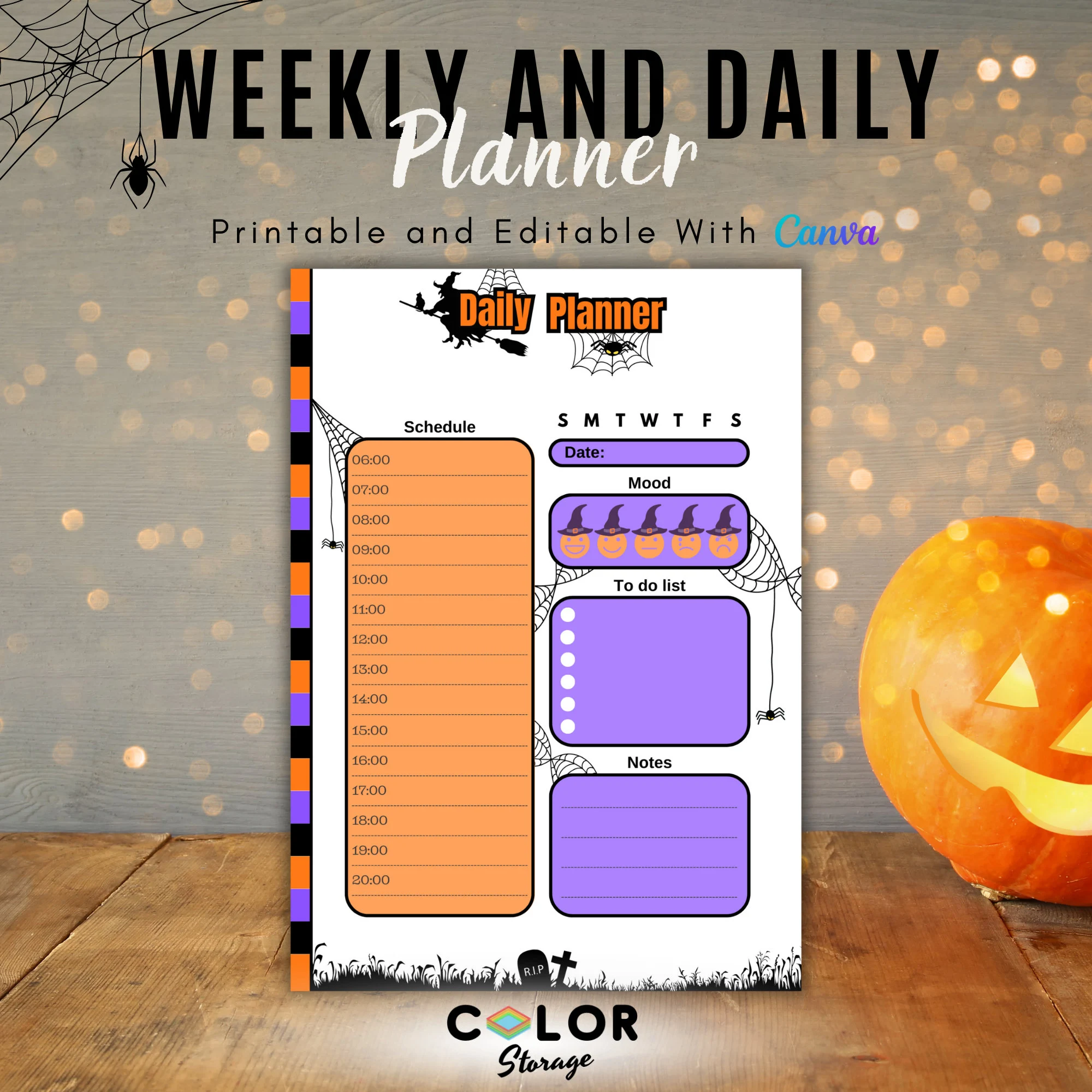 Halloween Weekly Planner and Daily Planner 2025 A4 Printable