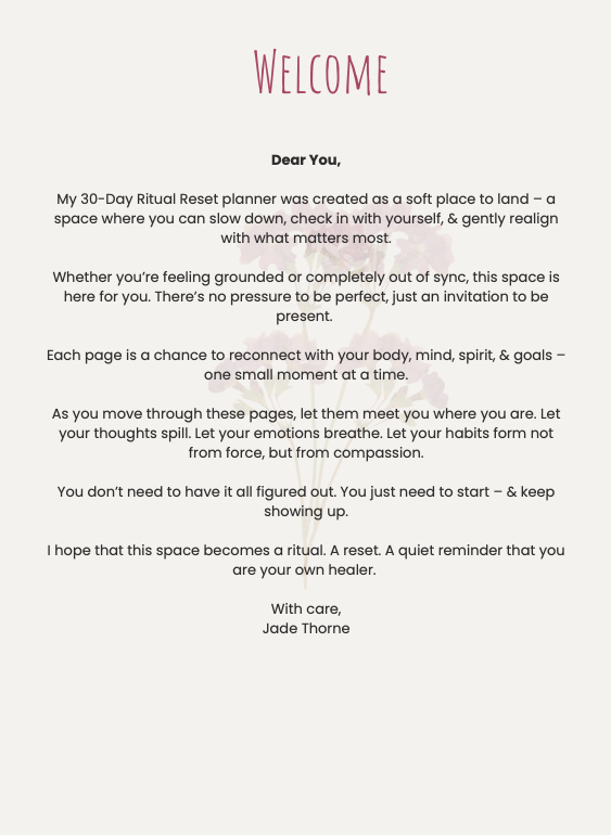 My 30-Day Ritual Reset