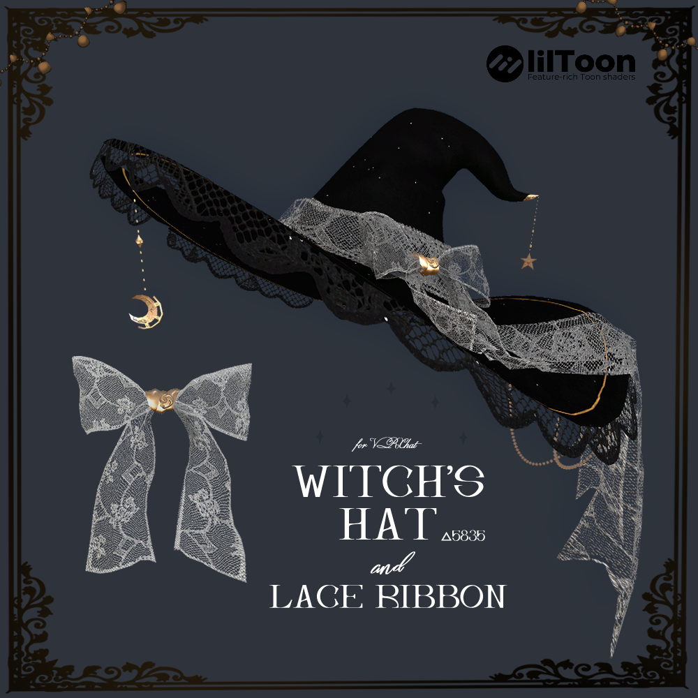 Witch's Hat and Lace Ribbon Set【VRChat】