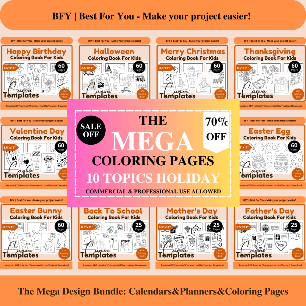 The Mega Design Bundle Coloring Pages | Printable KDP Coloring Book 8.5 ...