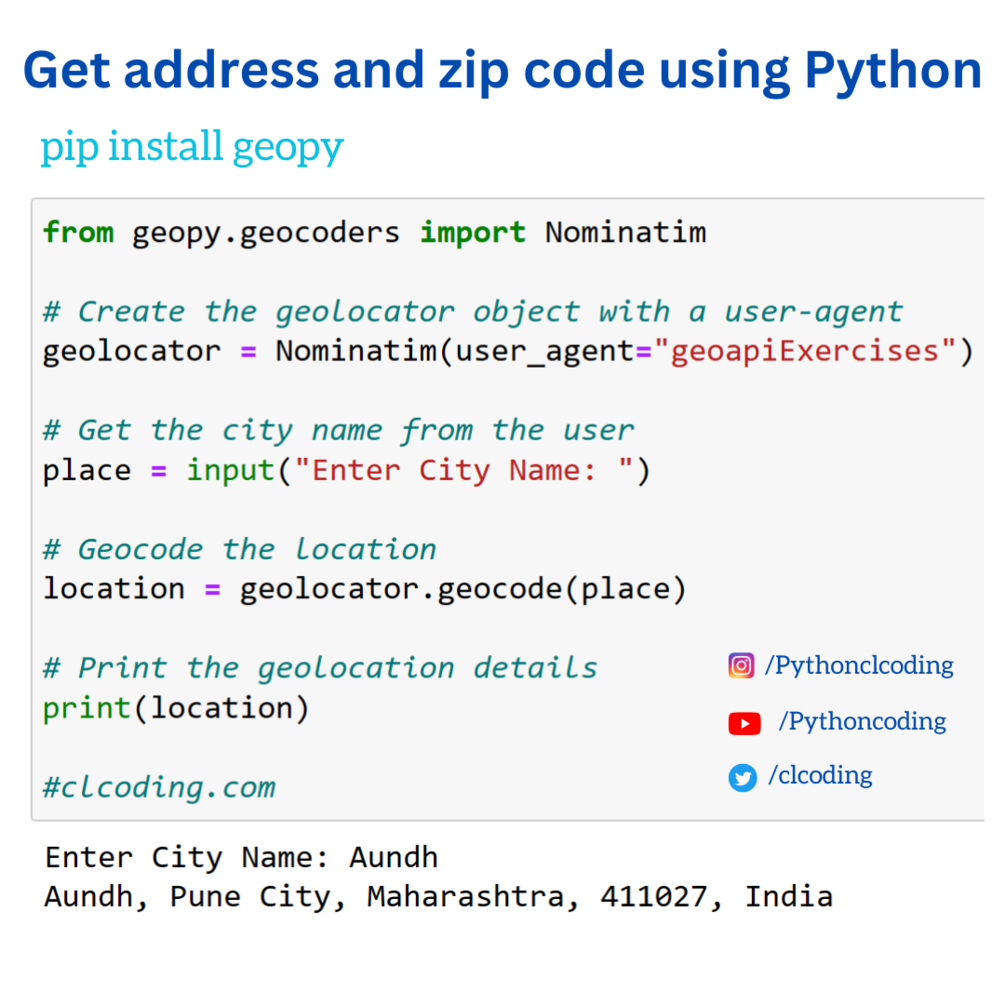 Get Address And Zip Code Using Python