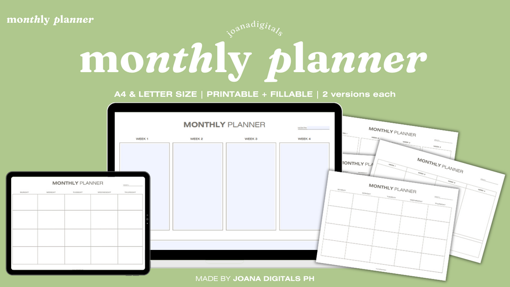 MONTHLY PLANNER (printable + fillable)
