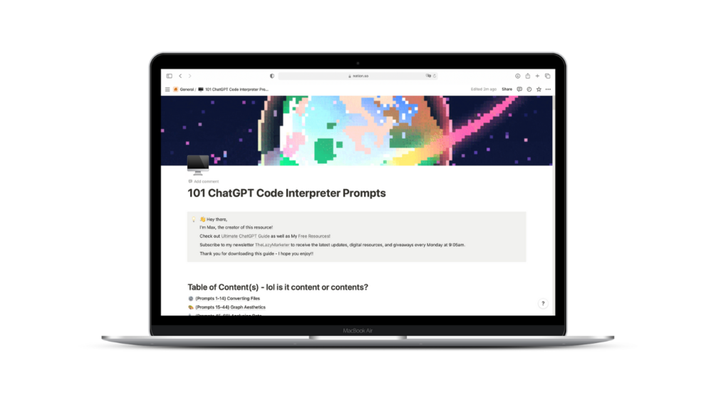 101 ChatGPT Code Interpreter Prompts (Free) 101 ChatGPT Code Interpreter Prompts (Free)