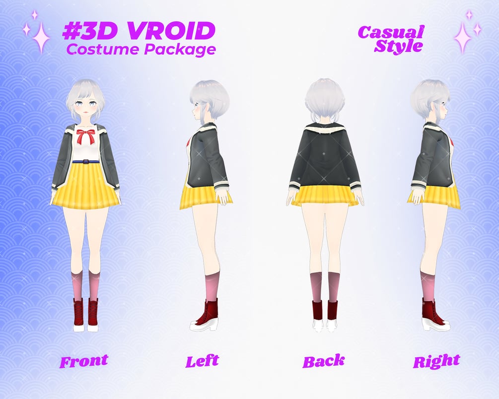 VRoid Clothing Pack, Kawaii clothes, 3D VRoid, Girl outfits, Streaming ...
