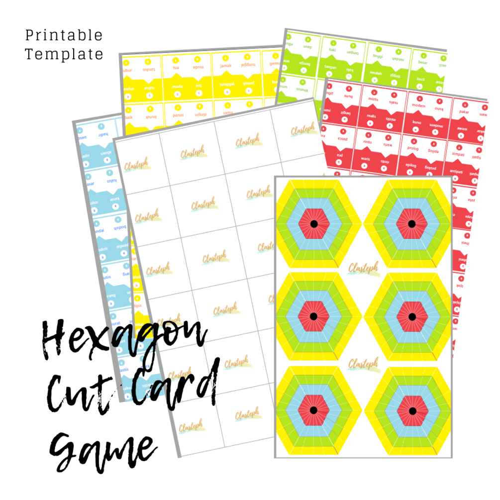 Hexagon Cut Card Game - Printable Template [INDONESIAN LANGUAGE]