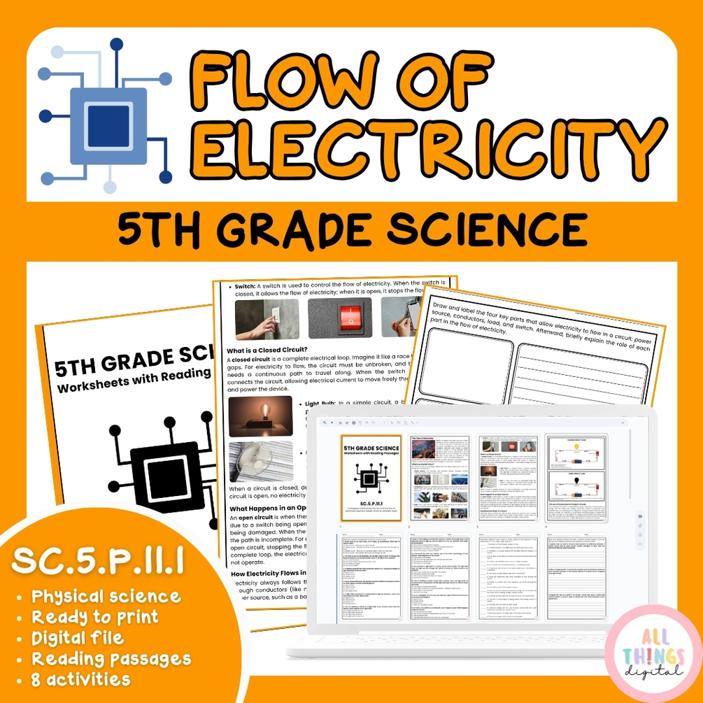 Flow of Electricity SC.5.P.11.1 5th Grade Physical Science Activity ...