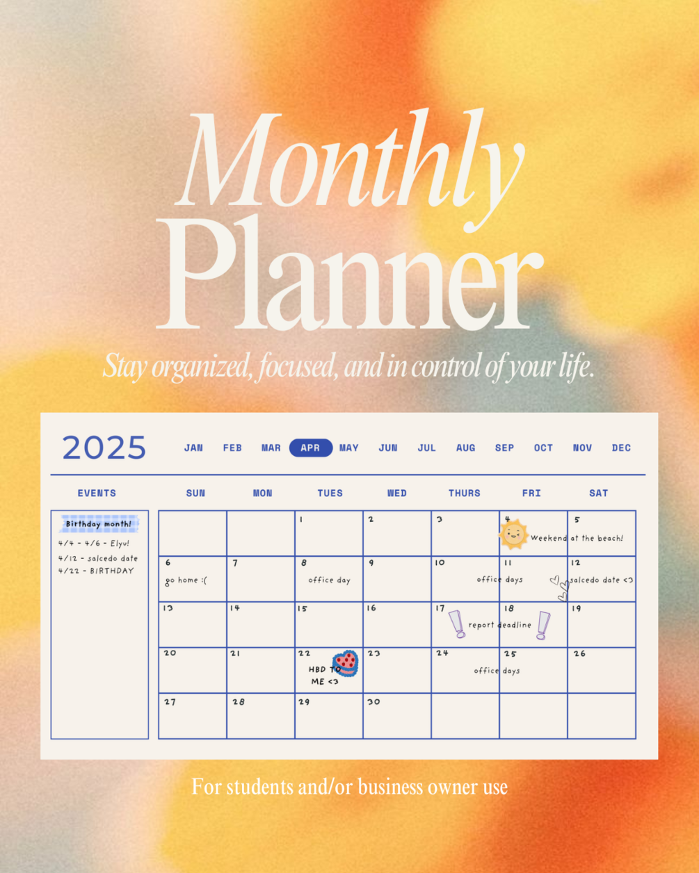2025 Digital Monthly Planner