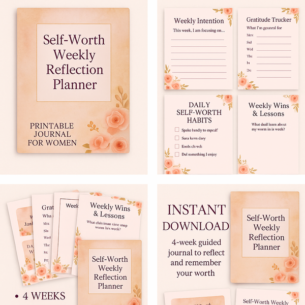 Self-Worth Reflection Bundle — Journal + Planner + Affirmations ...