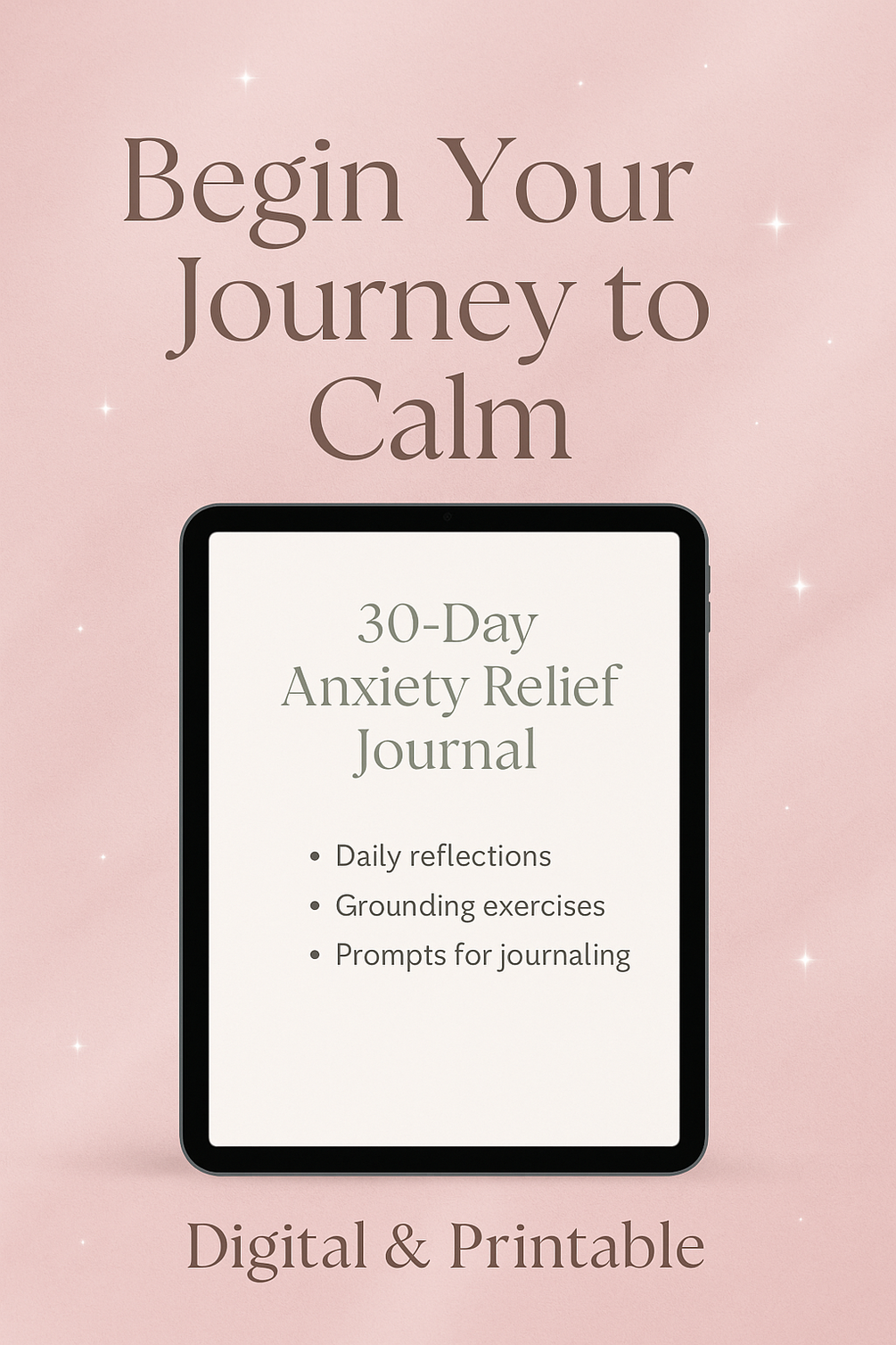 30-Day Anxiety Relief Journal (Digital + Printable PDF for GoodNotes)