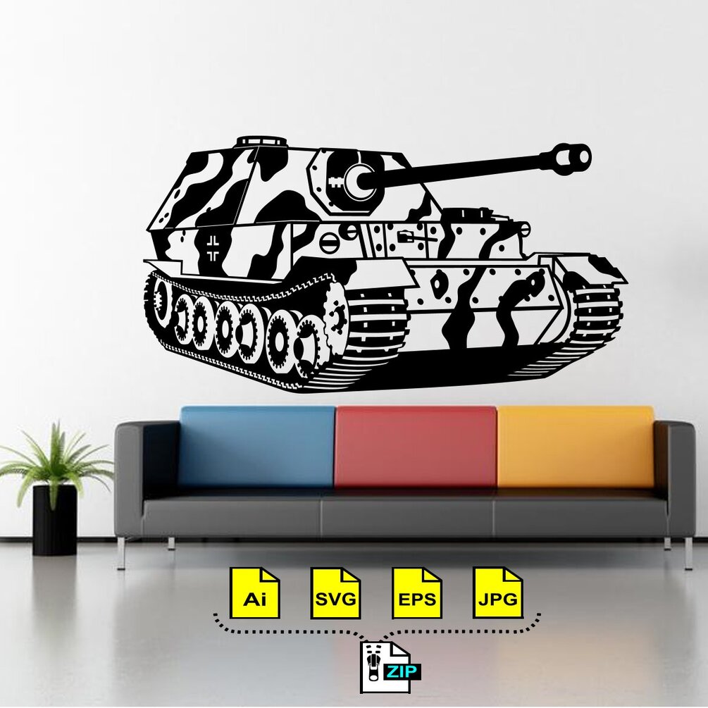 Ferdinand Tank Destroyer – WWII German Heavy Tank Destroyer Vector ...
