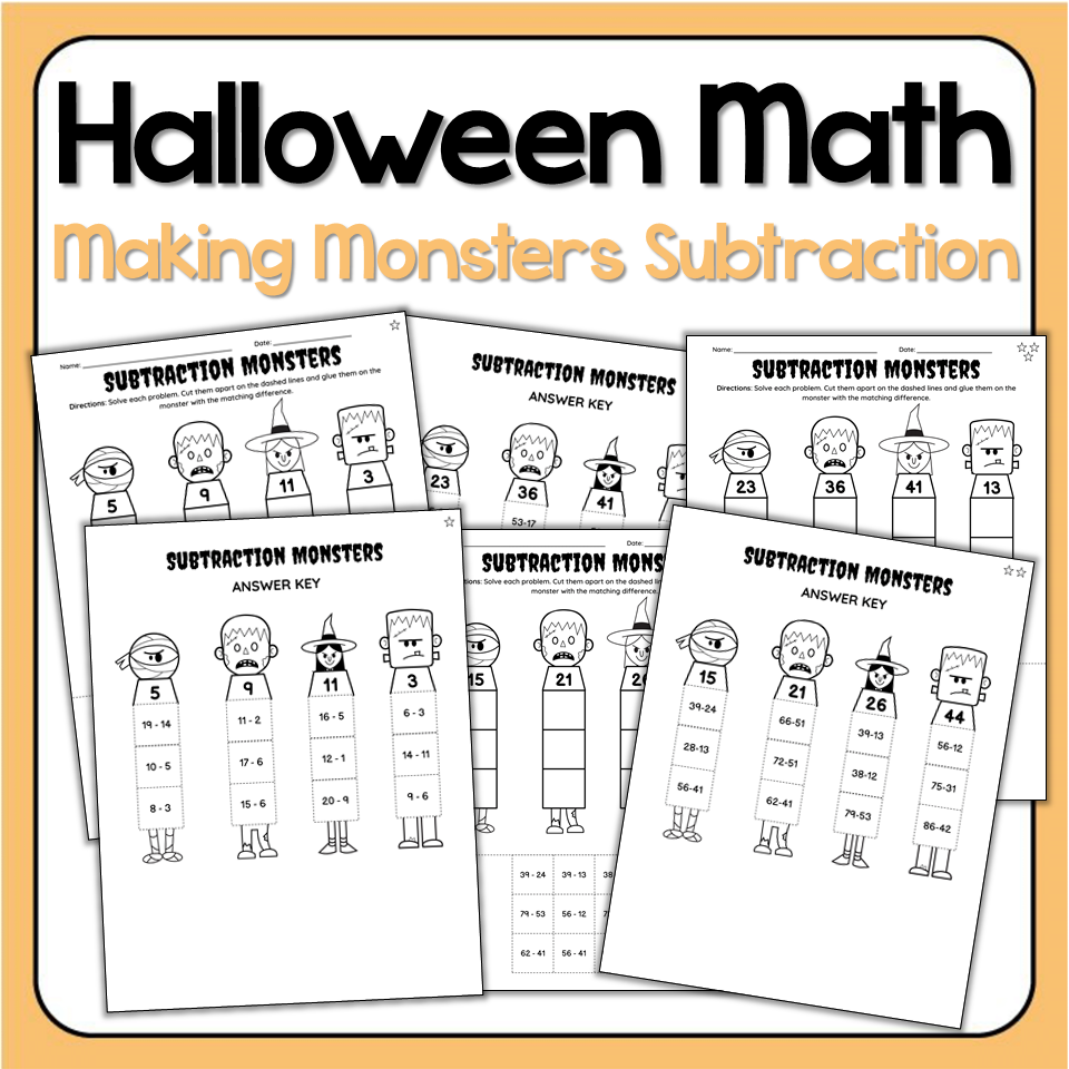 Making Monsters Subtraction - No-Prep Halloween Math