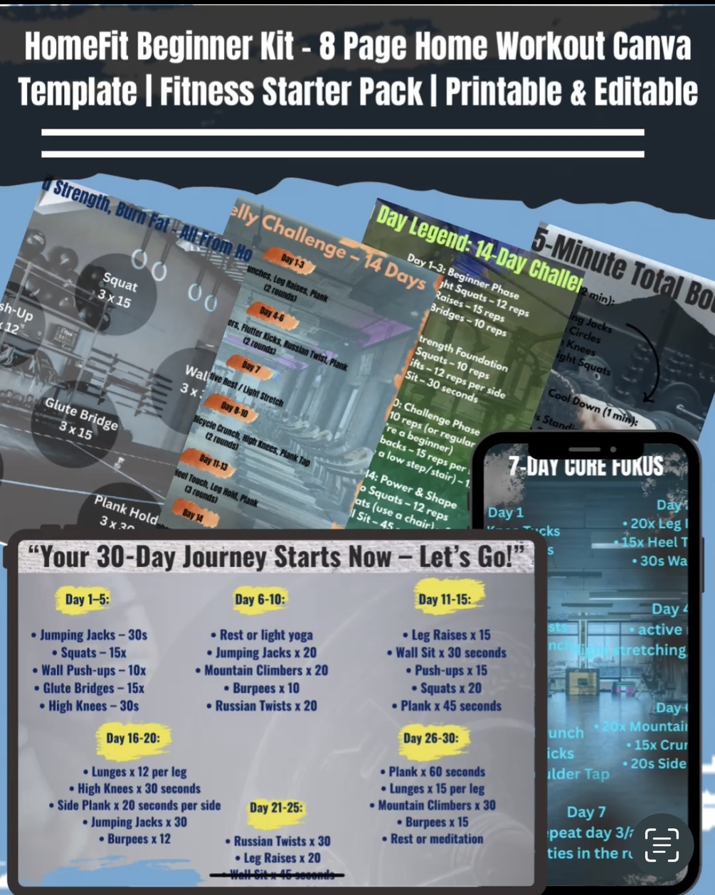 8-in-1 Home Fitness Challenge | Digital Workout Guide