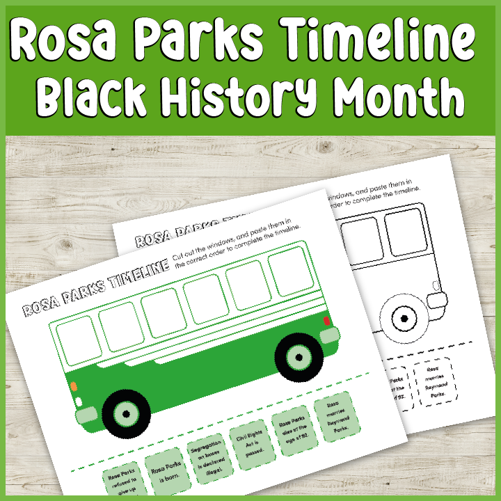 Rosa Parks Craft an illustrated timeline Activity - Women's History Month