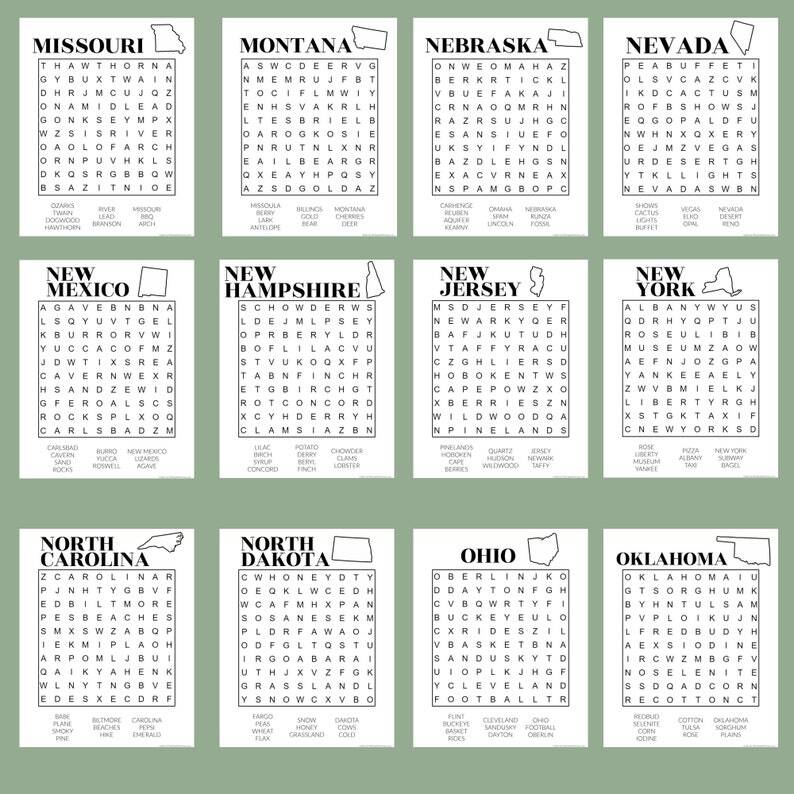 🗺️ United States Geography Word Search Pack – Learn All 50 States (The ...
