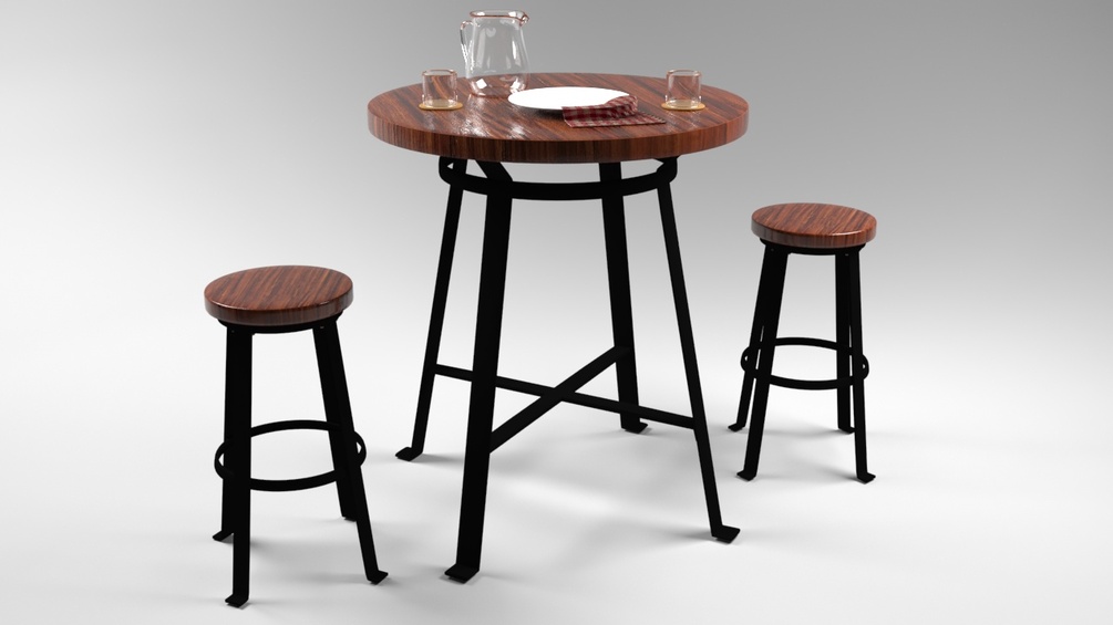 wood bar table 3d model