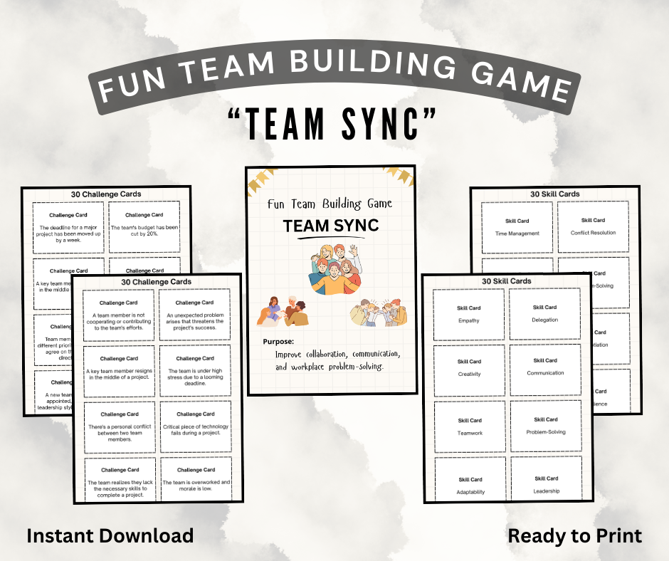 Printable Office/Work Card Game - Team Sync