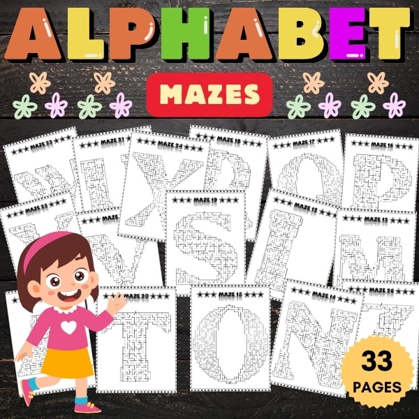 Numbers | Alphabets shaped mazes with answers - Fun games activities