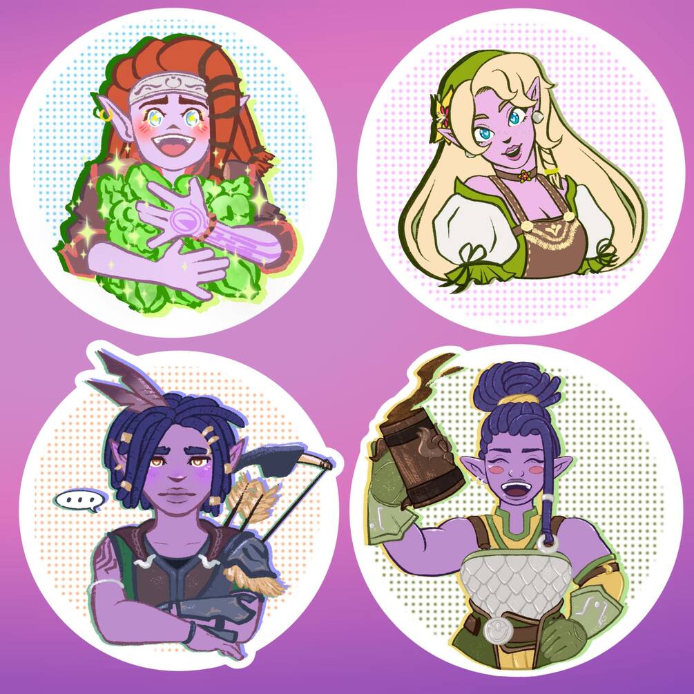 Palia Stickers: Reth, Tish, Hassian, Sifuu