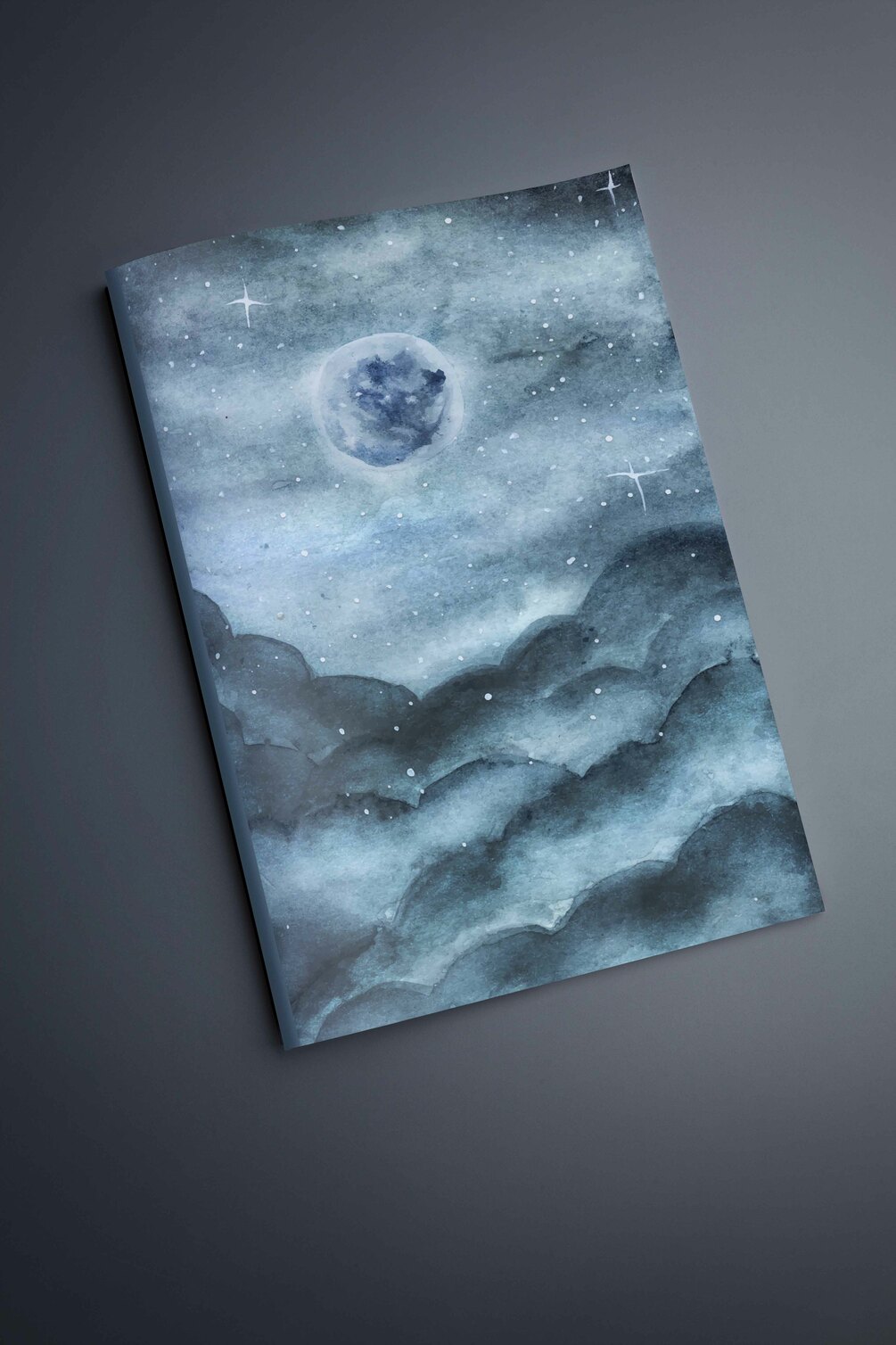( Premium Design ) Night with Moon and lots of Clouds Style Book Cover ...