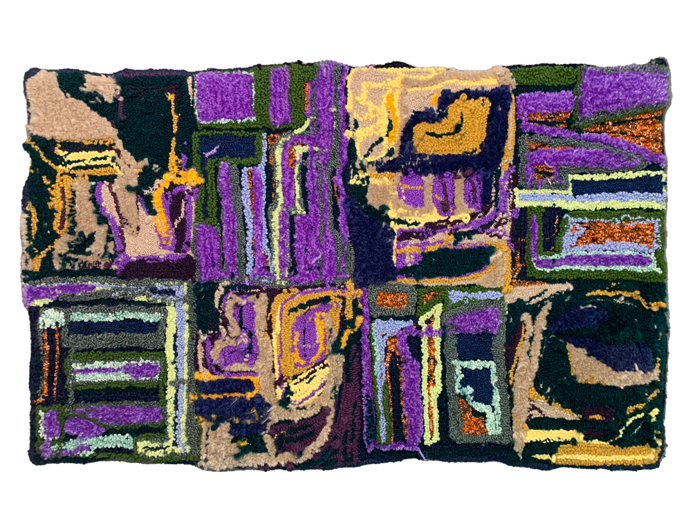 2ft x 3ft Purple and Yellow Grid Rug