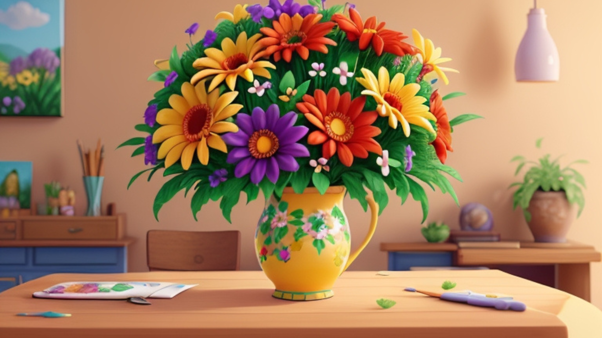 "Blossoming Joy: "Blossoming Joy: A Vibrant Oil Painting of Flowers in ...