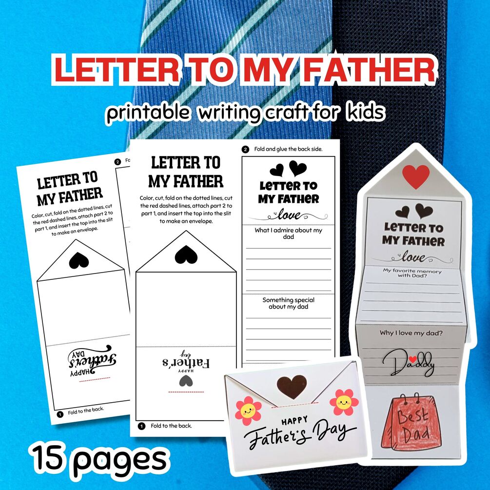 Letter to My Father, Writing Craft Template for Kids, Father's Day Activity