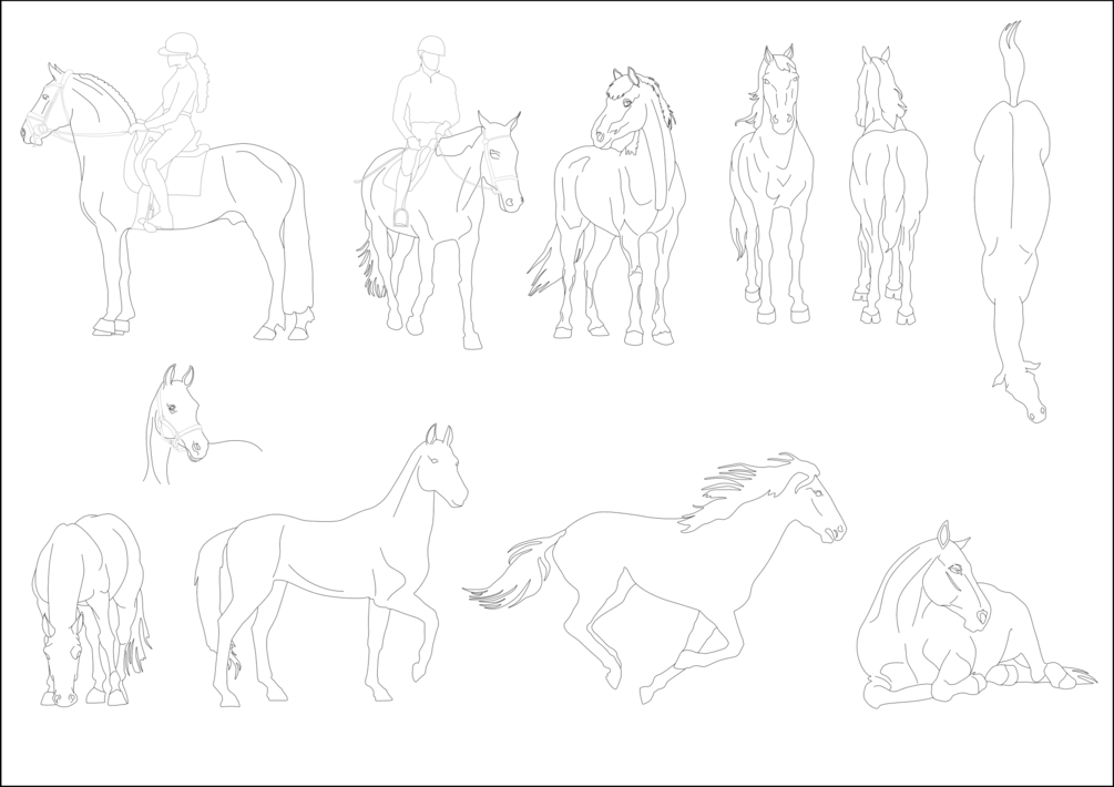 11 Horses DWG CAD