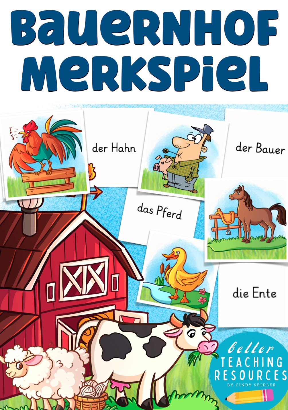 German vocabulary game farm animals and tools Deutsch Bauernhof Spiel