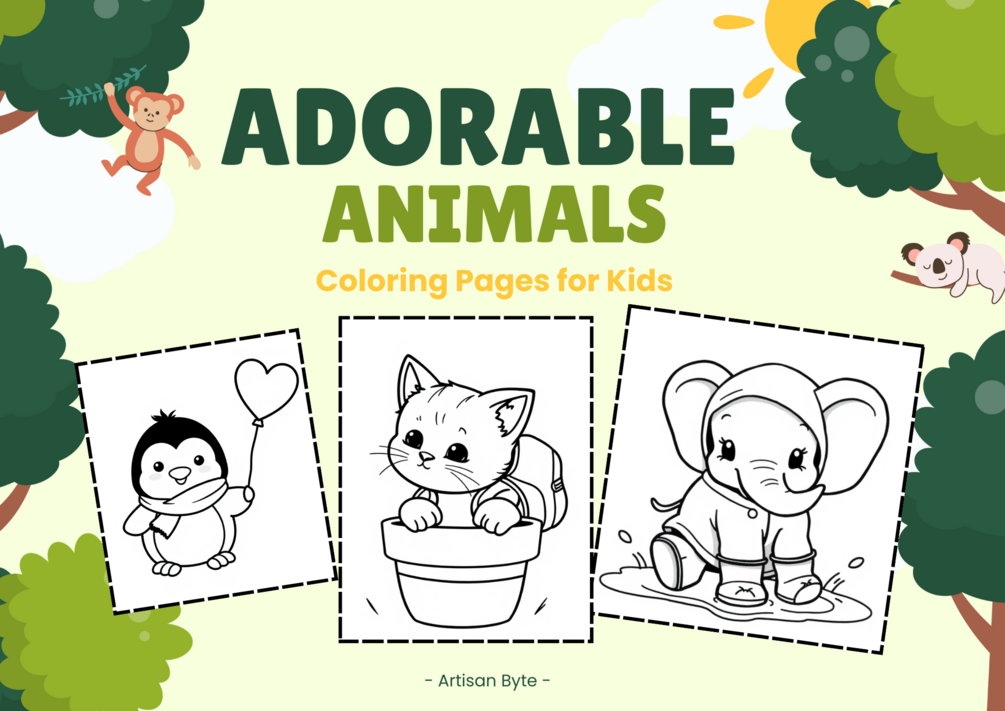 Adorable animals - Coloring book