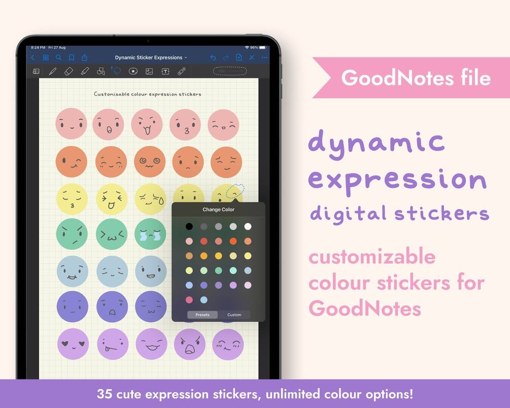 Goodnotes Stickers with Customizable Colour Digital Stickers with ...