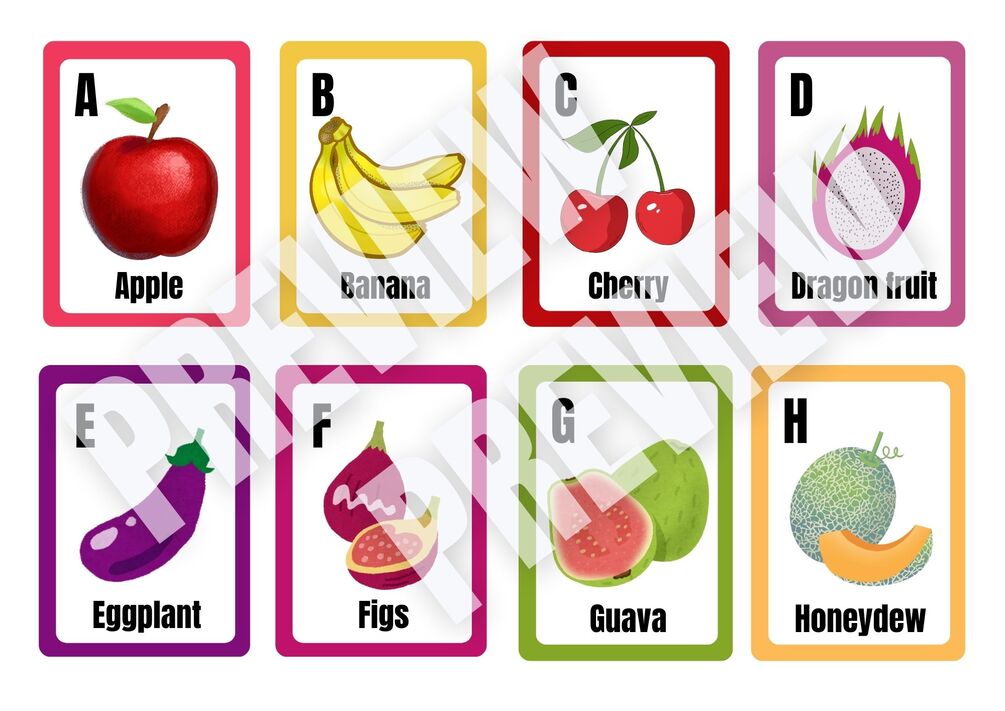 ABC Fruits & Vegetables Flashcard