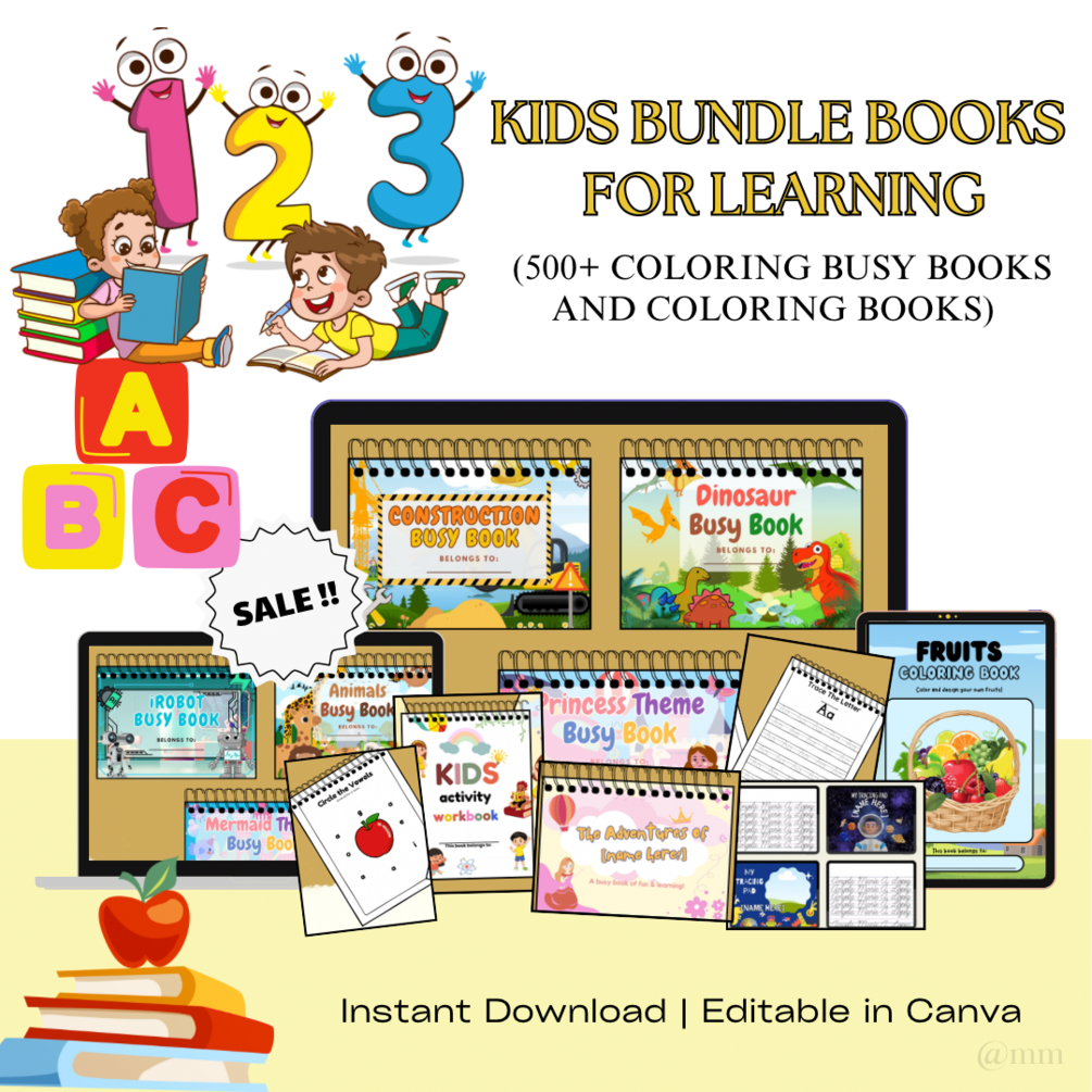 KIDS BUNDLE BOOKS FOR LEARNING (500+ Busy Books and Coloring Books)