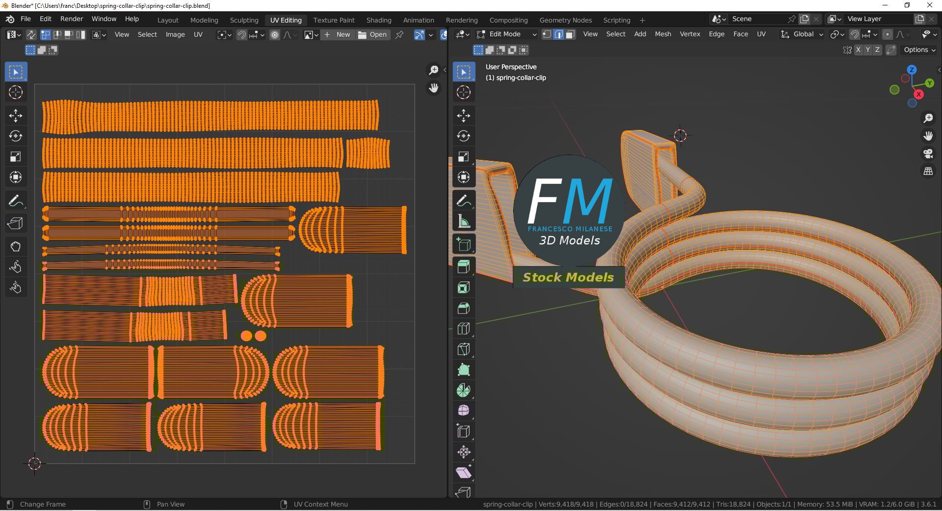3D MODEL - Spring collar clip