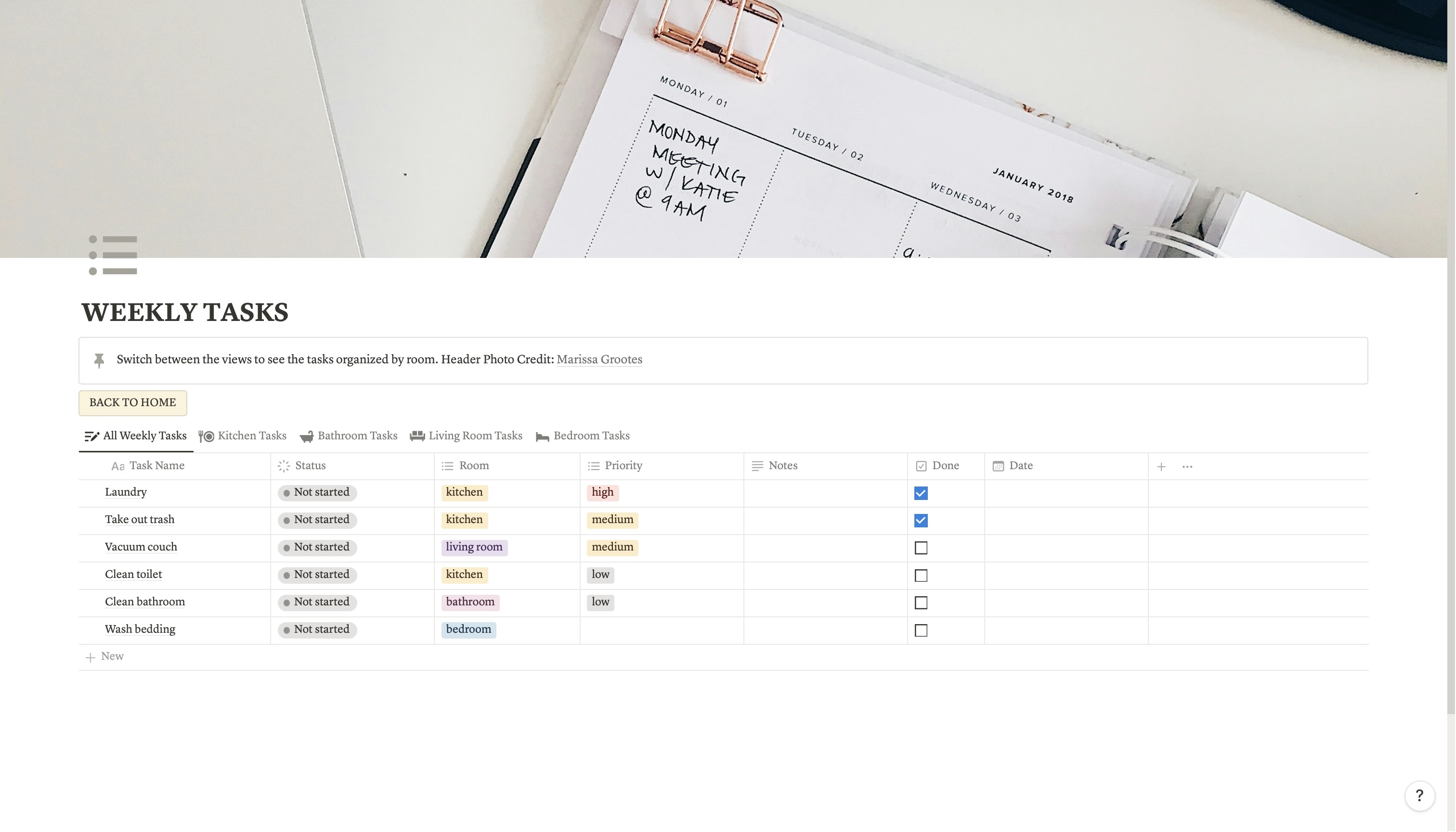 Home Cleaning Dashboard | Cleaning Task Planner | Notion Template