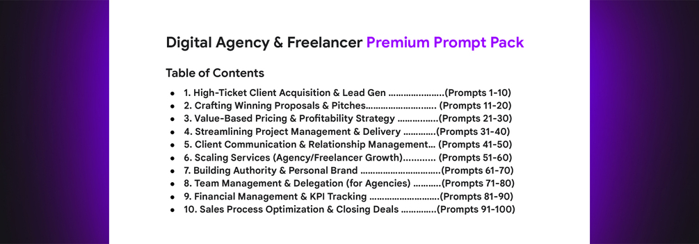 100 Digital Agency & Freelancer Prompt Pack + 200 Follow Up